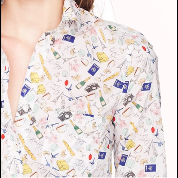 J. Crew | Tops | Vintage Jcrew Jenna Lyon Passport French Paris Print ...